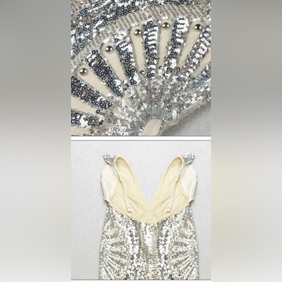 Dresses | Loved By You Glamours Silver Sequence Rhinestone Beading Maxi ...
